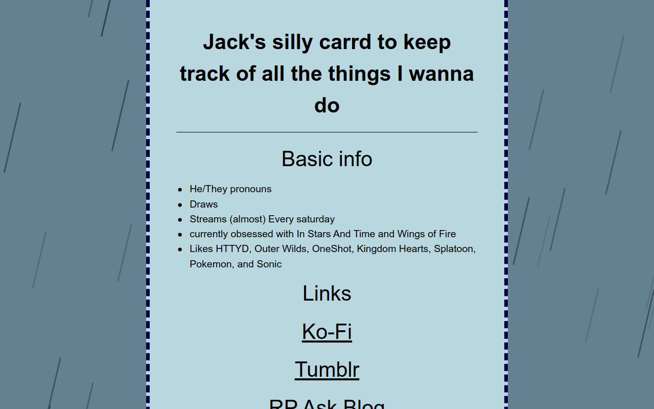 Jack's carrd for convenience